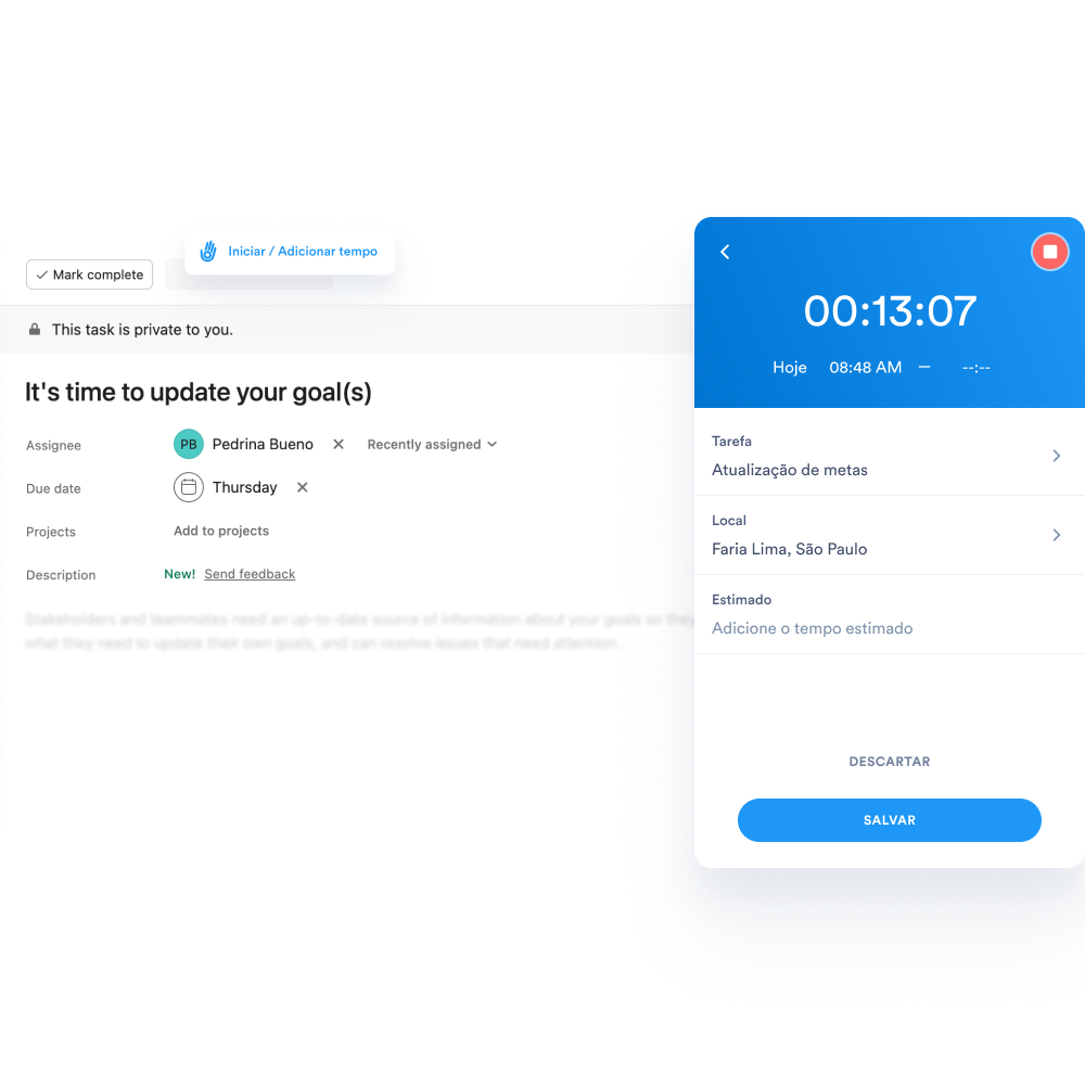 Gestão de tempo com Asana - Integração com Oitchau Timesheets